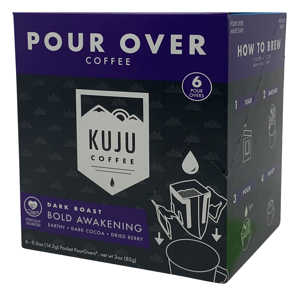 Kuju Coffee Bold Awakening Dark Roast 6-Pack Pocket Pour-Over Coffee ...